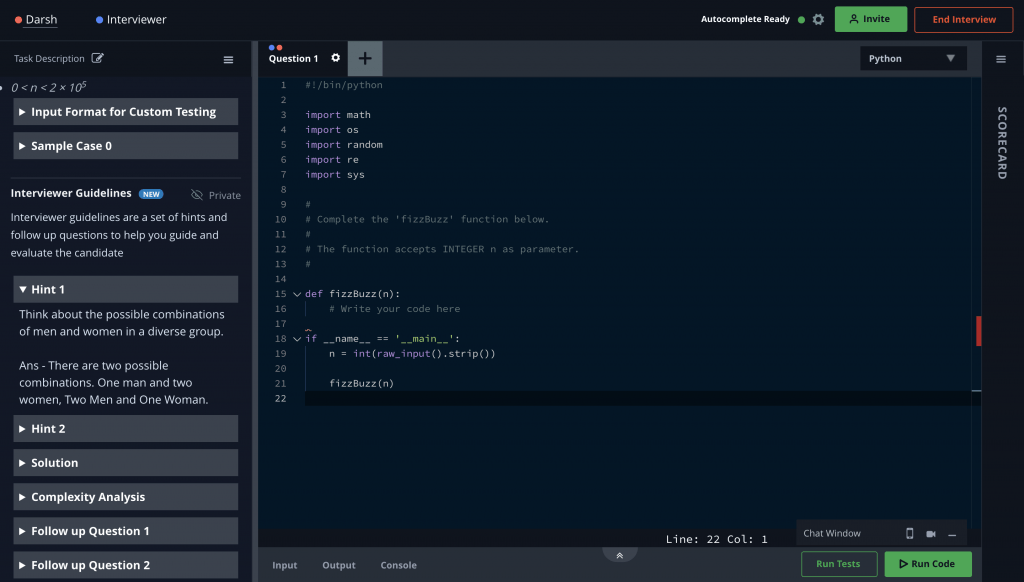 Conducting Consistent Online Interviews With Recommended Questions - HackerRank Blog